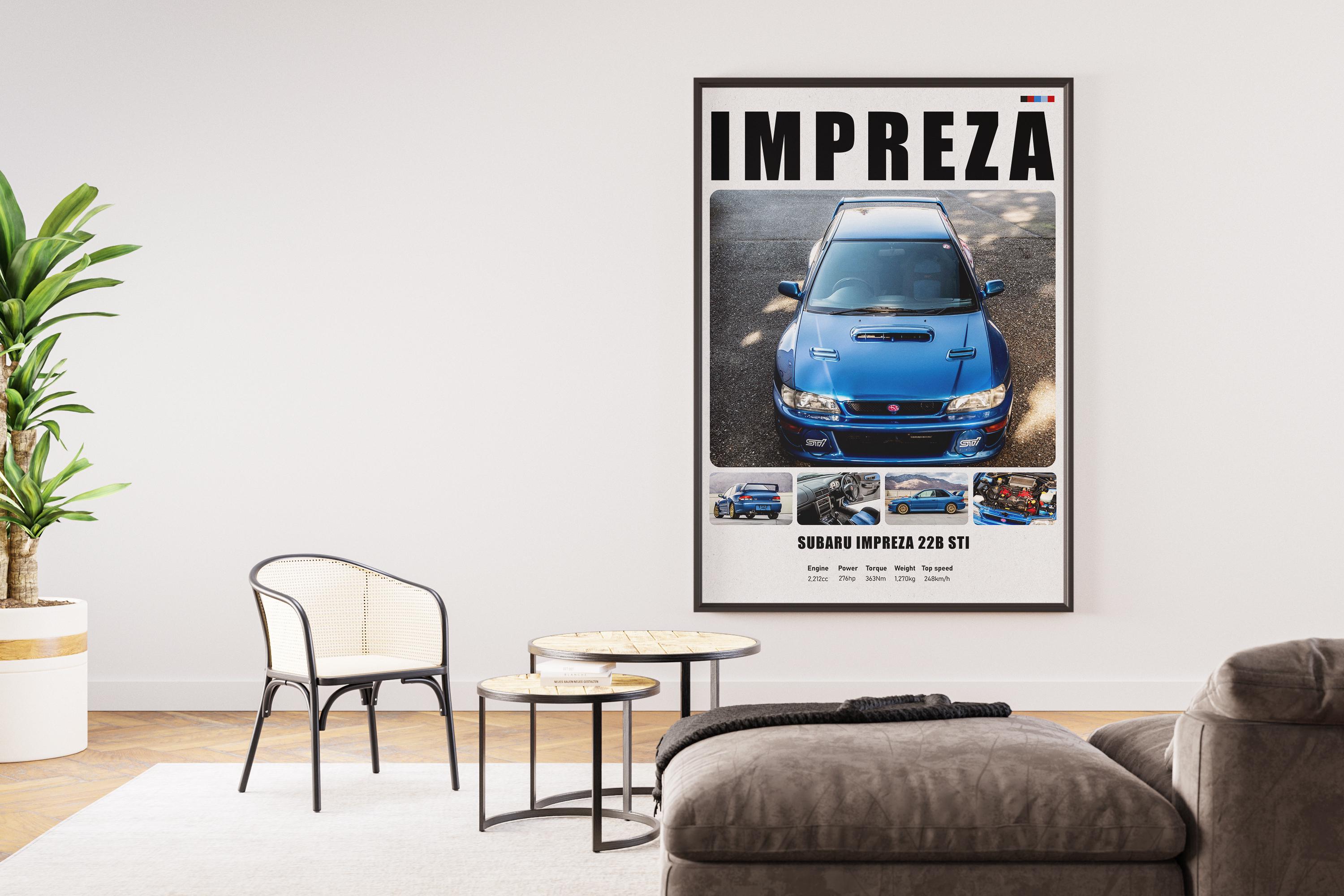 1998 Subaru Impreza 22B STI Poster | Digital Print Gift for Rally & JDM ...