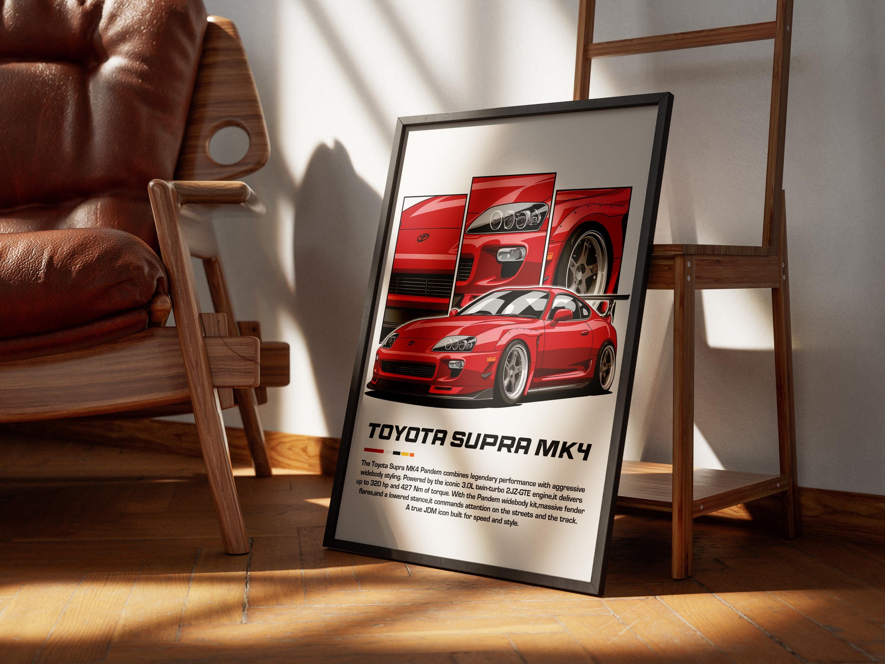 Retro Toyota Supra MK4 Poster | Vintage JDM Print for Car Enthusiasts ...