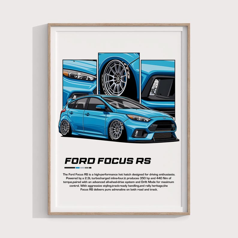 Ford Focus RS Poster | Digital Print Gift for Car Enthusiasts ...