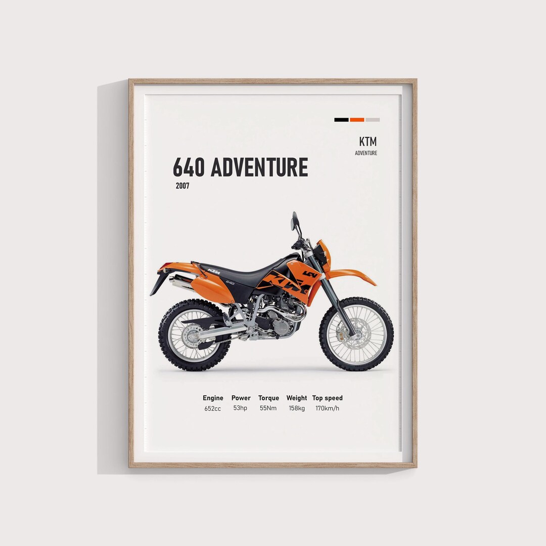 2007 KTM 640 Adventure Poster Rally Bike Wall Art Classic KTM Off-road ...