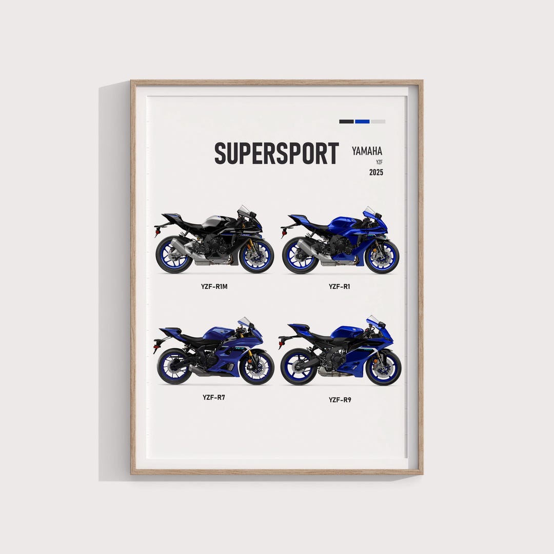 Yamaha Supersport R1M, R1, R9, R7 Models Poster | Premium Motorcycle ...