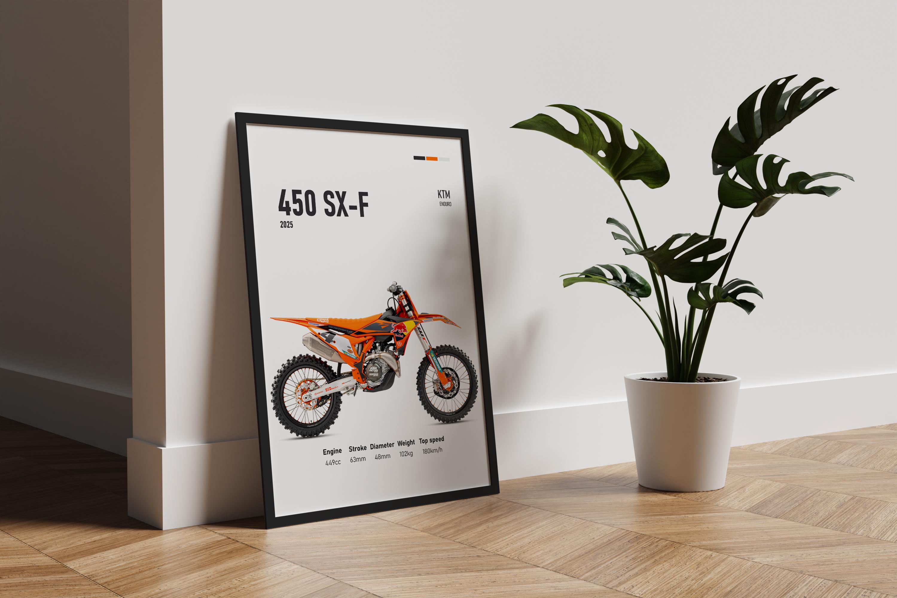 KTM 450 SX-F 2025 Dirt Bike Poster | Off-road Motorcycle Wall Art ...