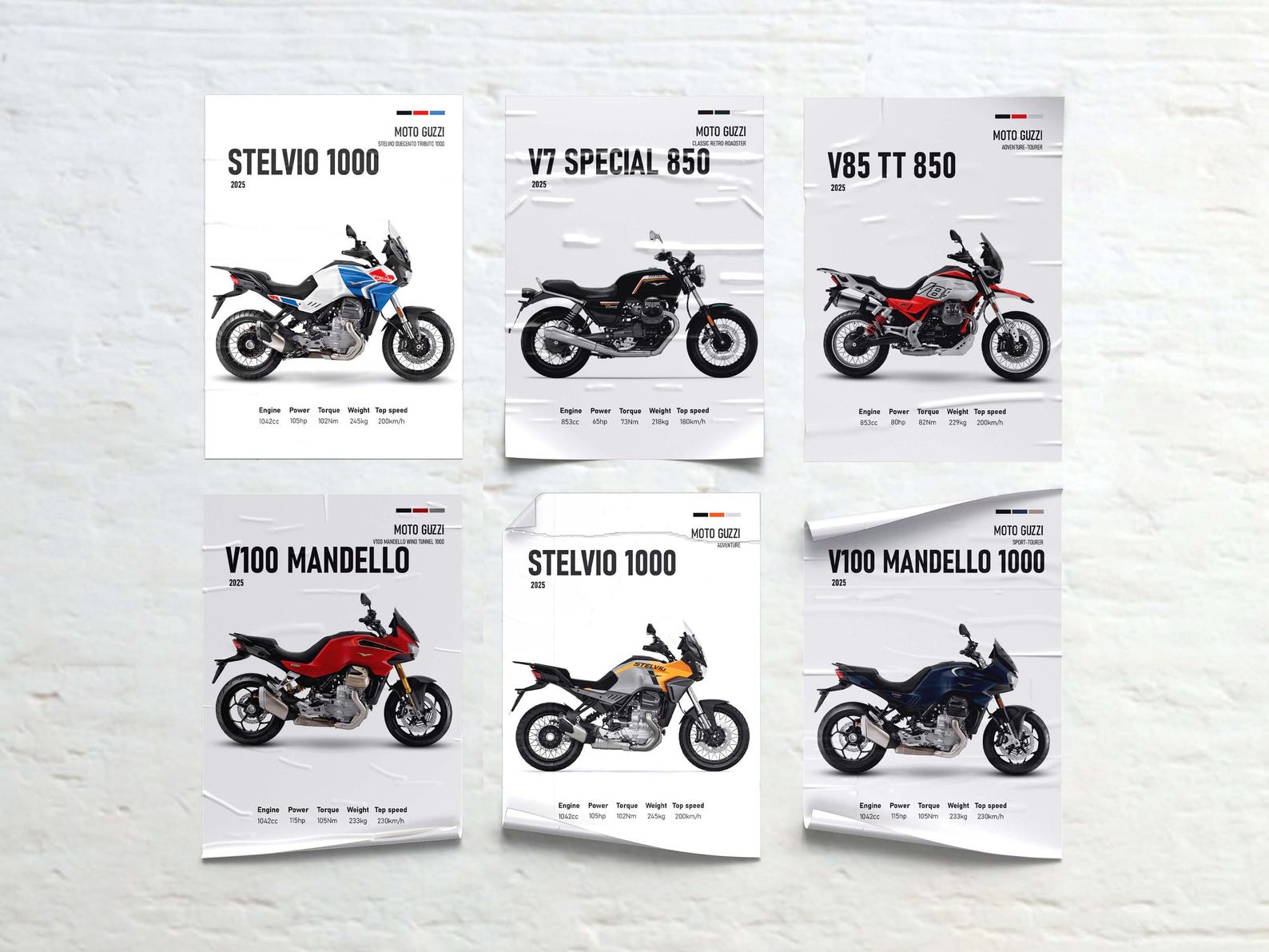 Moto Guzzi Motorcycle Poster Set: Retro Italian Bike Prints (digital ...