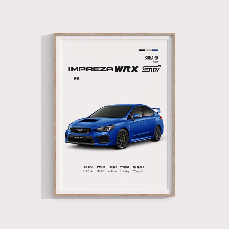 2021 Subaru Impreza WRX STI Poster | Rally Car Artwork | Ideal for Car ...