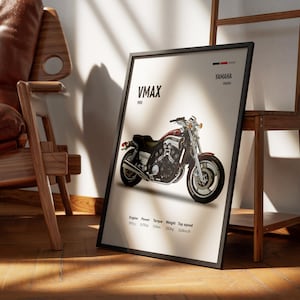 Yamaha VMAX 1985 Motorcycle Poster | Classic Power Cruiser Art | Retro ...