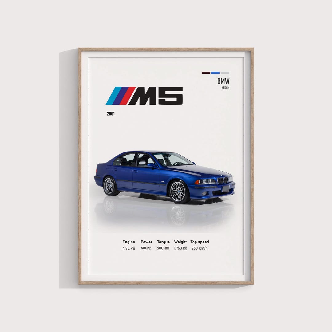 2001 BMW M5 Poster | Luxury Sports Sedan Art | Perfect Gift for BMW M5 ...
