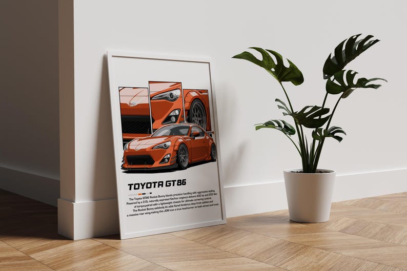 Toyota GT86 Poster | Modern JDM Sports Coupe Print | Automotive Wall ...