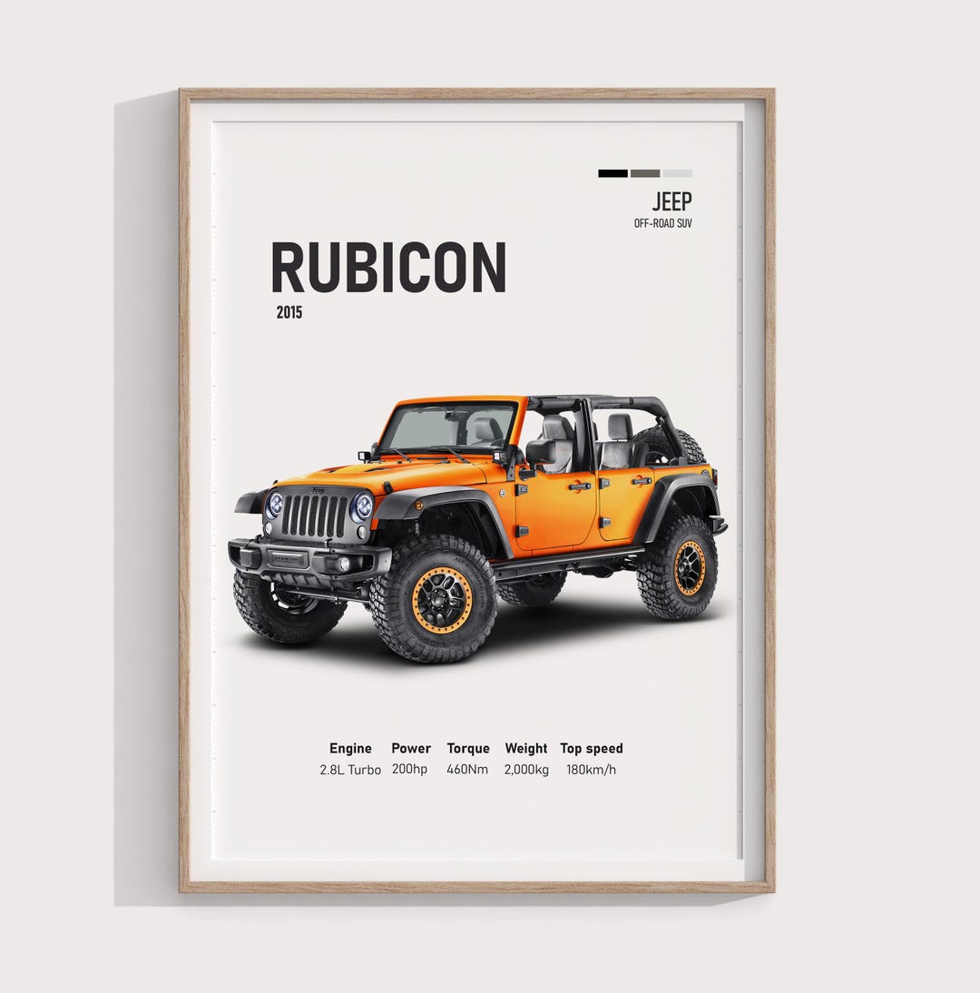 Jeep Wrangler Rubicon Sunriser 2015 Poster | Off-road Adventure Art ...
