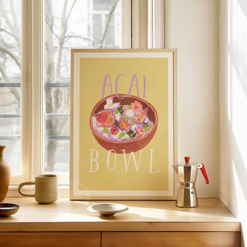 Acai Bowl Art Print: Colorful Kitchen Food Poster (digital Download) - Etsy
