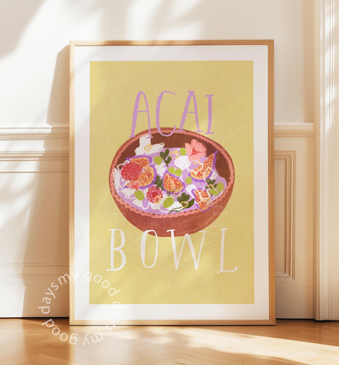 Acai Bowl Art Print: Colorful Kitchen Food Poster (digital Download) - Etsy