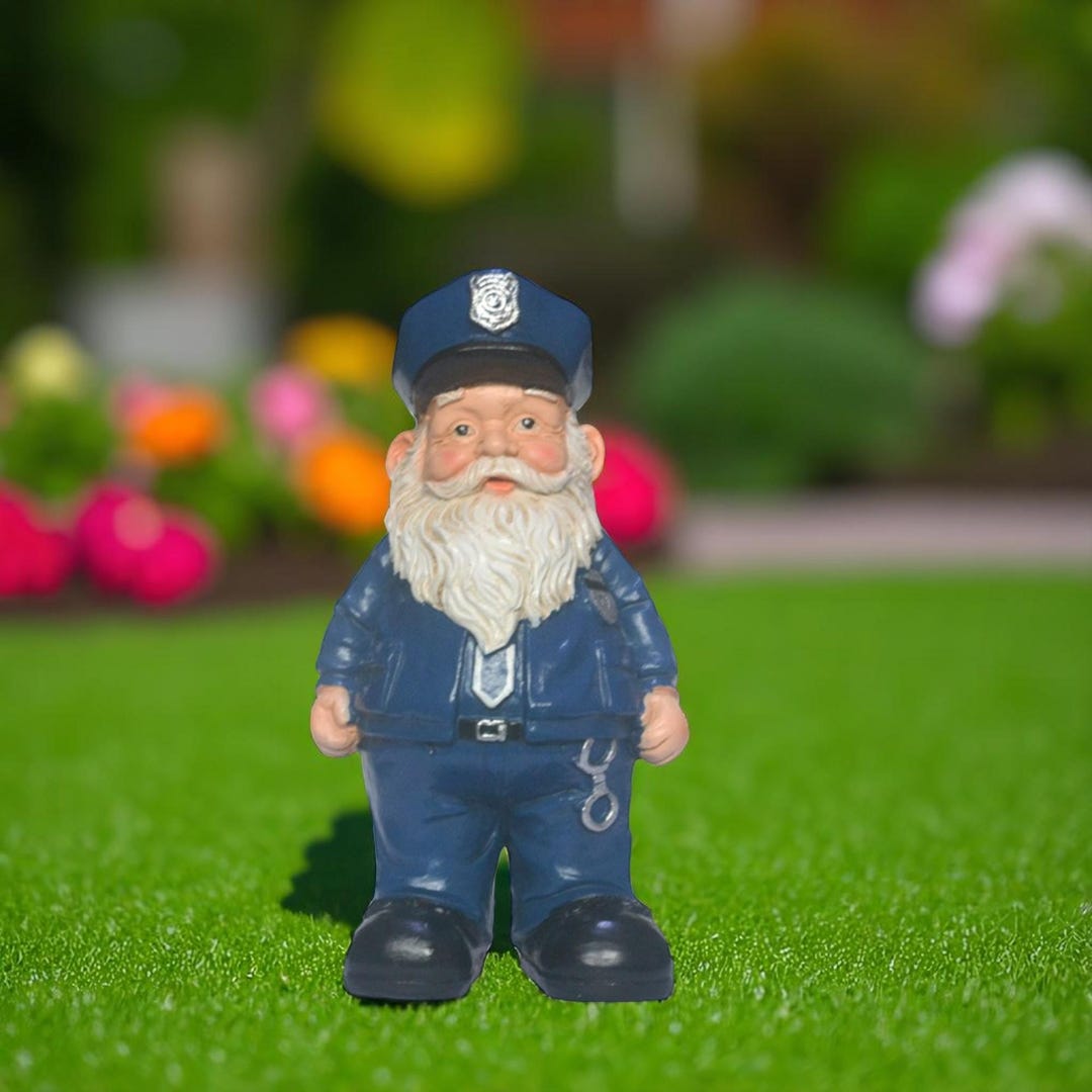 Funny Police Garden Gnome – Cute Law Enforcement Yard Figurine | Cop ...