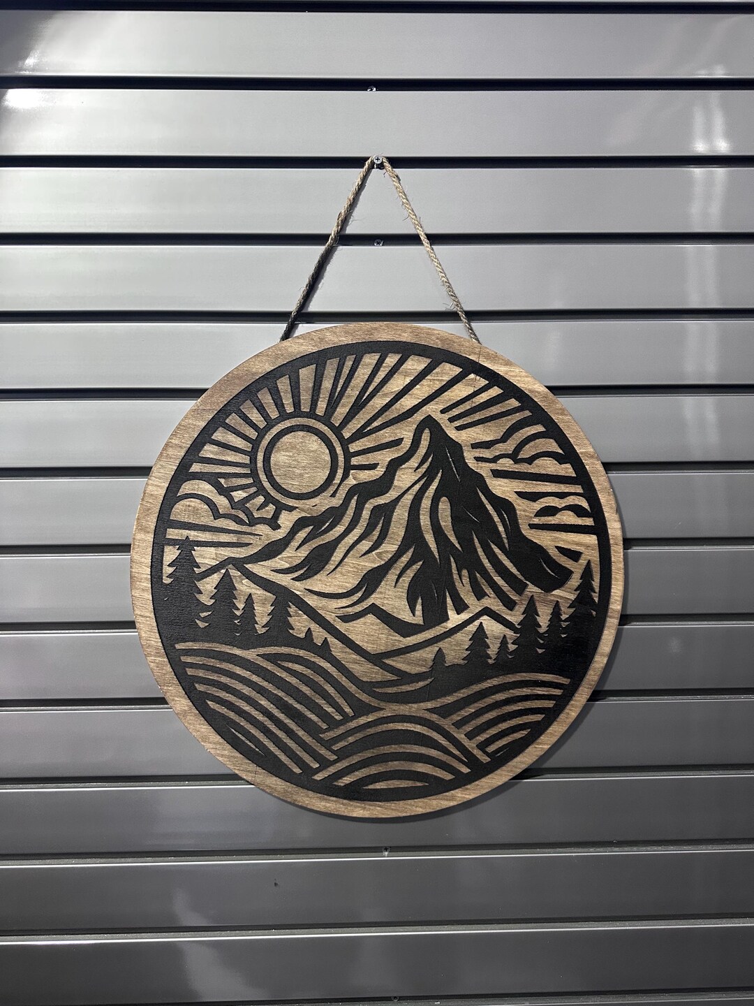 Engraved Mountain Scene Decor - Etsy