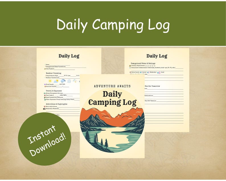 Camping Journal Printable | Daily RV Log and Trip Planner | Camping ...