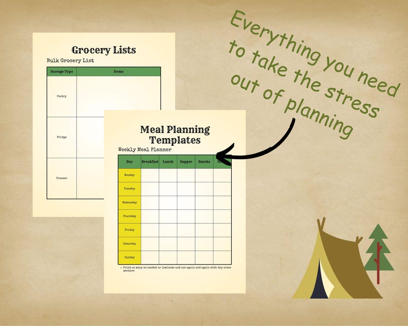 Ultimate Camping Meal Planner | Printable Camping Menu and Grocery List ...