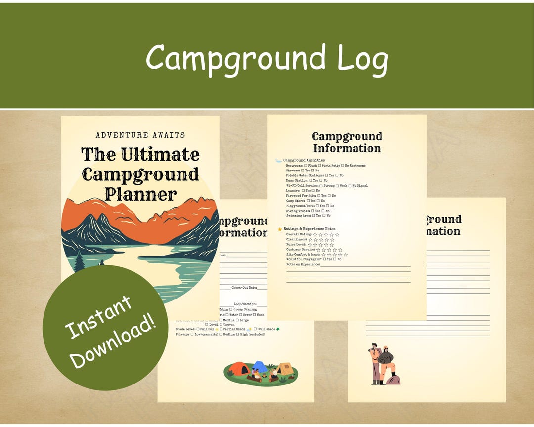 Printable Campground Log | RV and Tent Camping Journal | Campsite ...