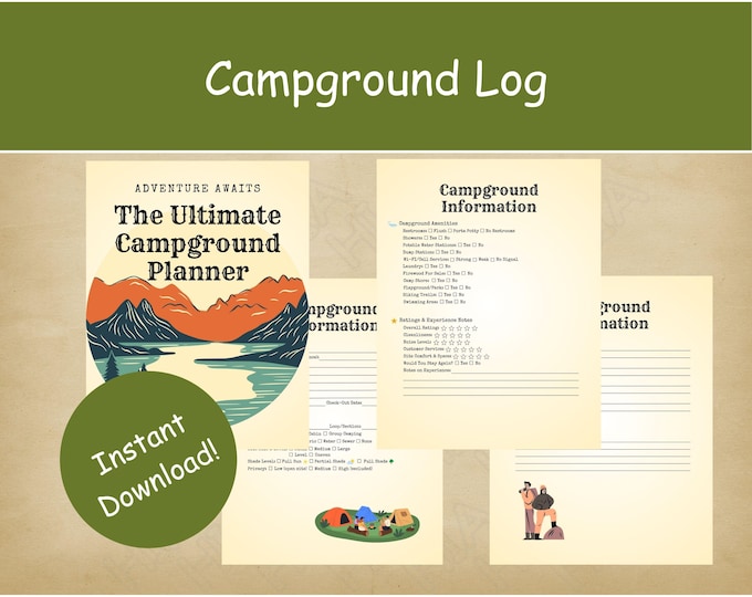 Camping Log Book Printable RV Log Book Camper Camping Journal Printable ...