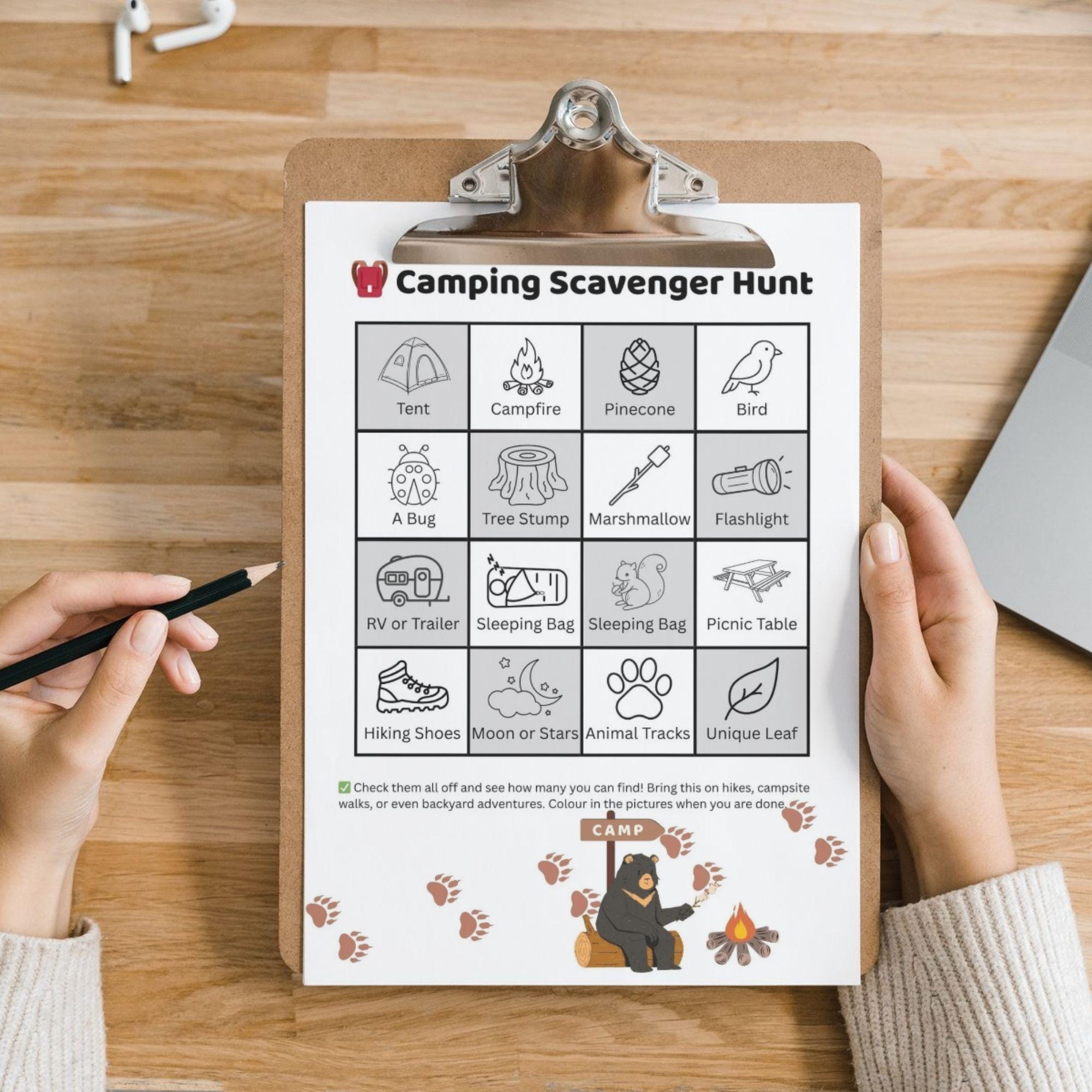 Kids Camping Activity Pack – Printable Road Trip Games, Bingo ...