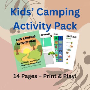 Kids Camping Activity Pack – Printable Road Trip Games, Bingo ...