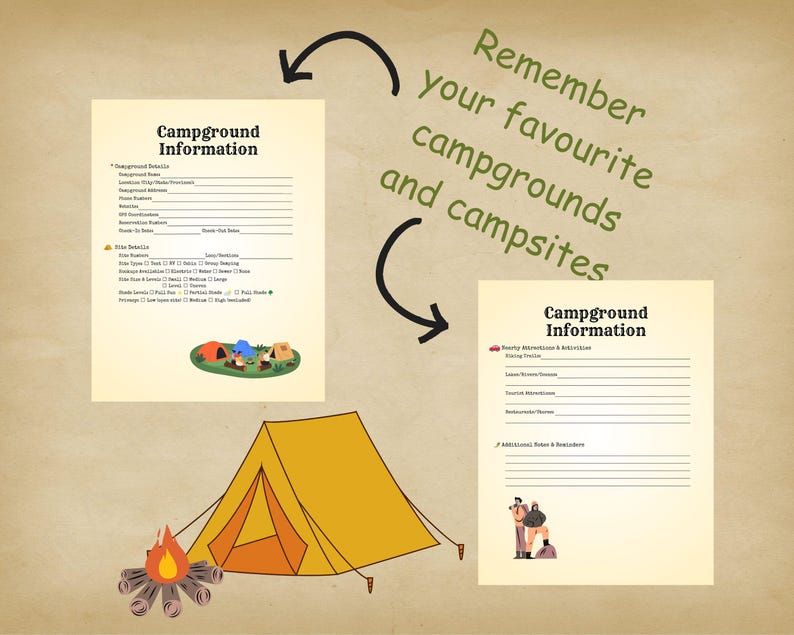 RV & Tent Camping Logbook – Printable Campground Journal, Campsite ...