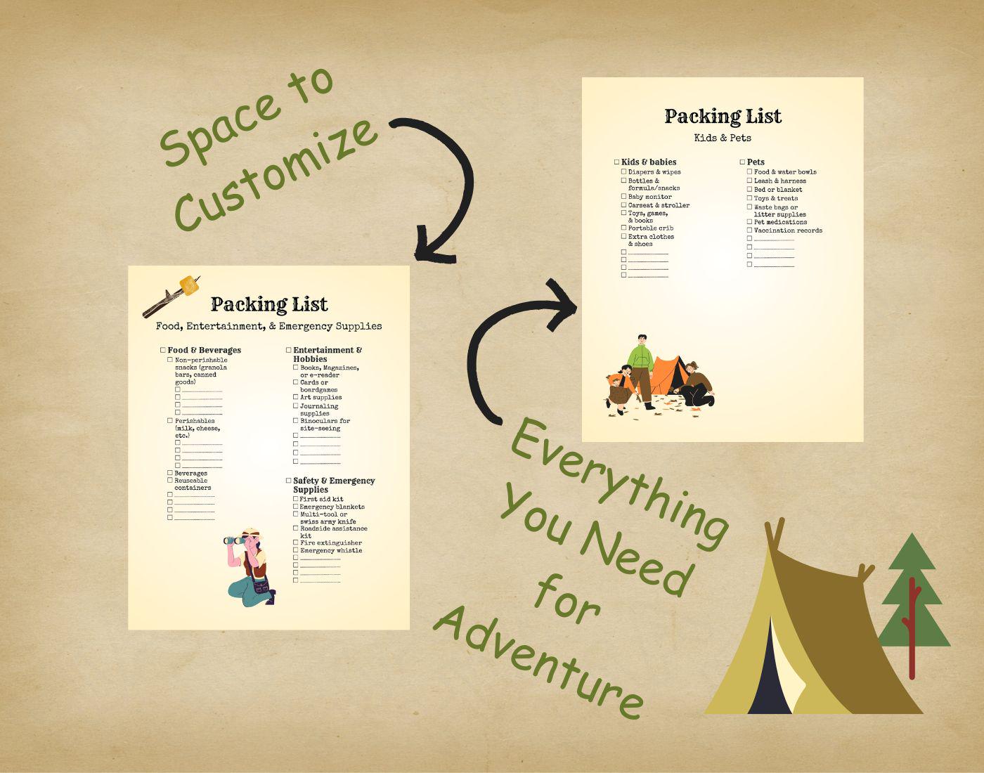 Camping Packing List Printable | Tent and RV Camping Checklist | Family ...