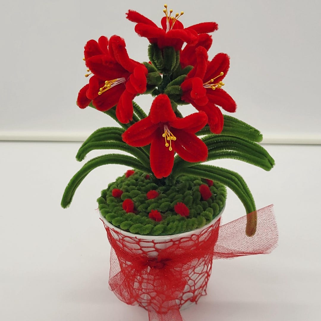 Handmade Red Lily – Eternal Flower in a Pot – Flower Gift & Sustainable ...