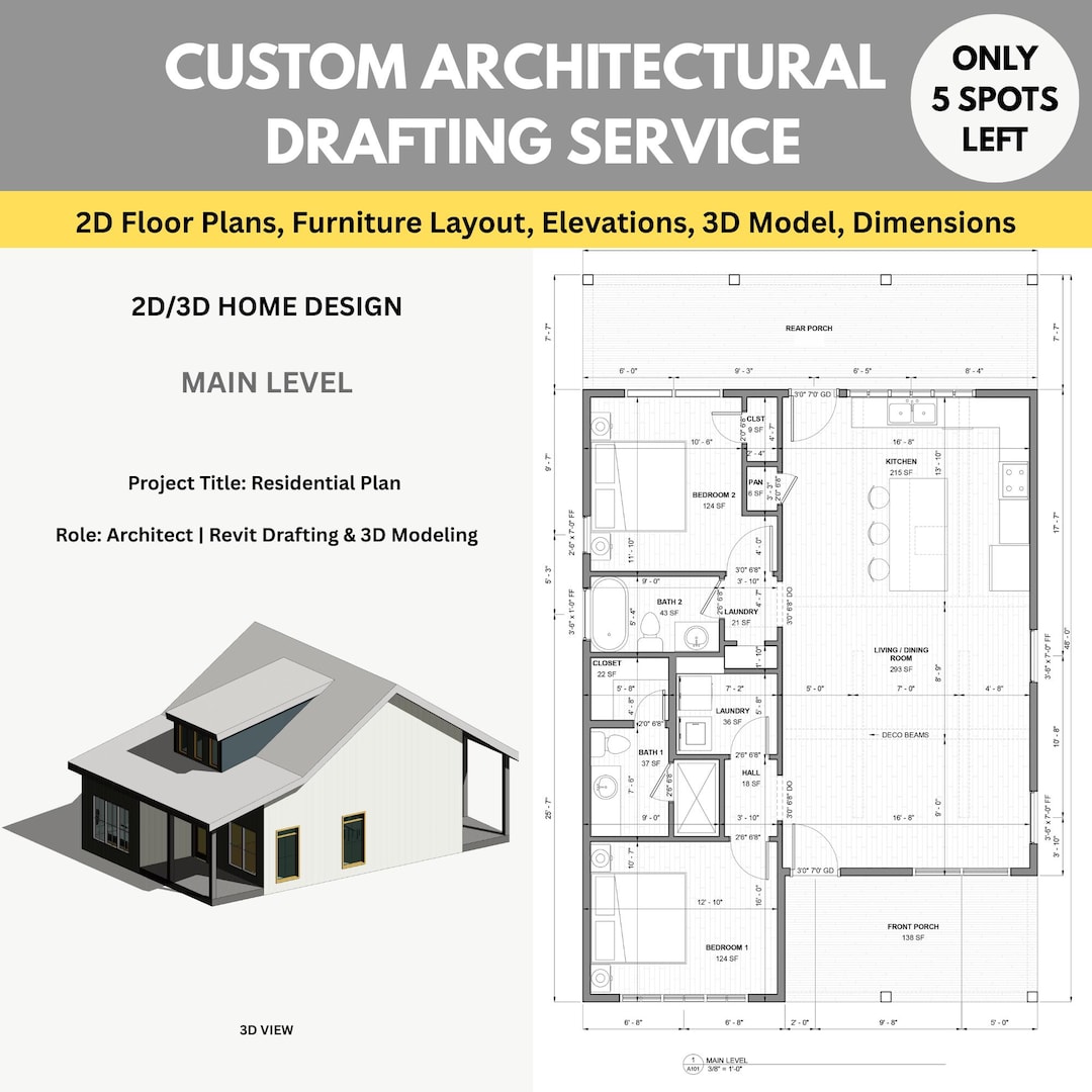 Custom Home Plan & 3D Model Design: Residential Floor Plans - Etsy
