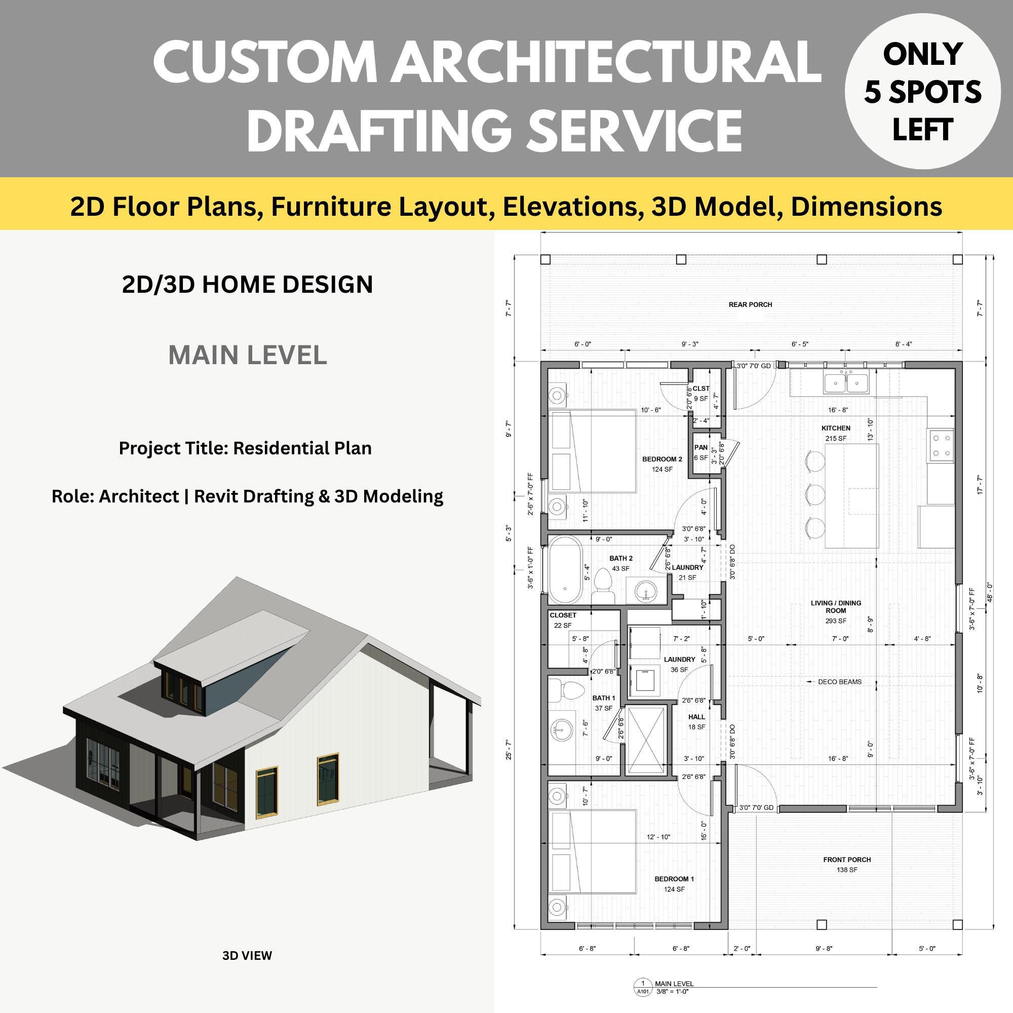 Custom Home Plan & 3D Model Design: Residential Floor Plans - Etsy