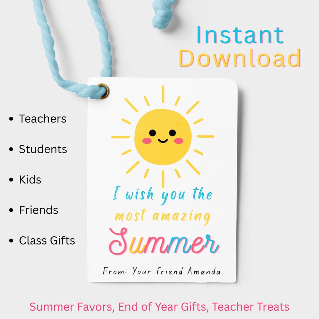 Summer Gift Tag Printable: Teacher Student End of School (PDF Download ...
