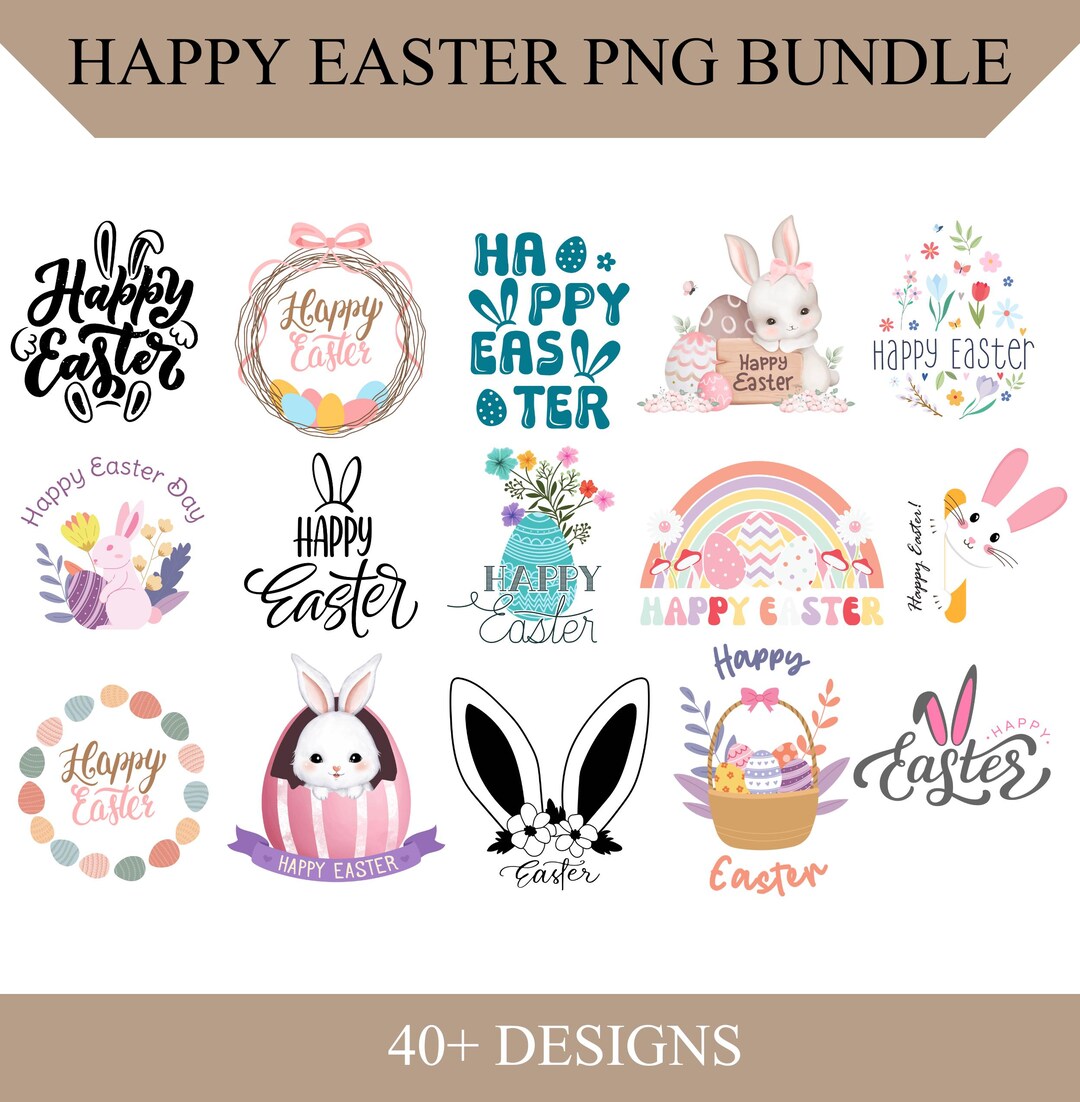 Happy Easter PNG Bundle, Easter PNG, Easter Bunny Png, Easter Egg Png ...