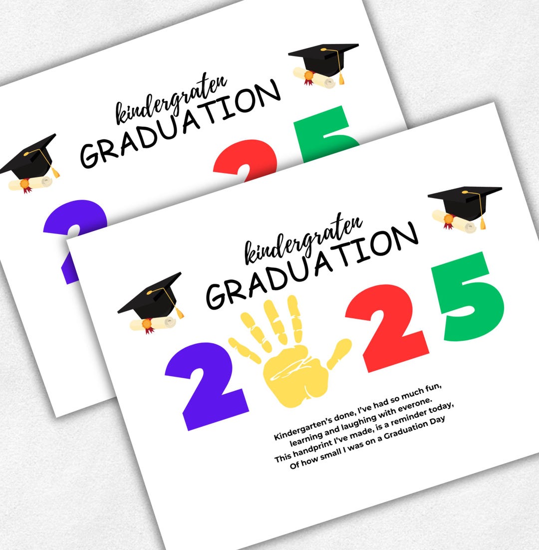 Kindergarten Graduation Handprint Art, Last Day of School Kids Activity ...