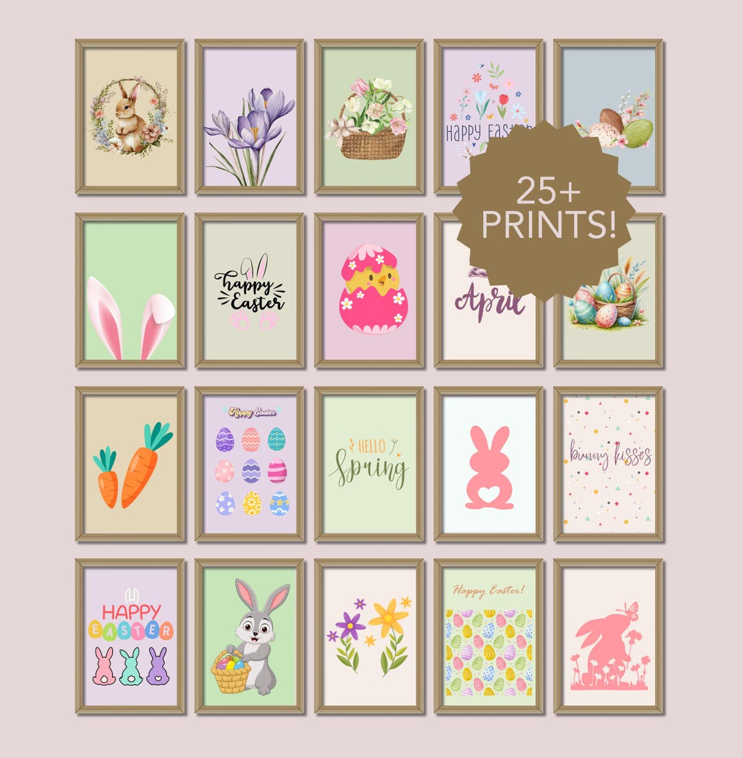 Happy Easter Wall Art, Easter Wall Art Bundle, Easter Home Decor ...