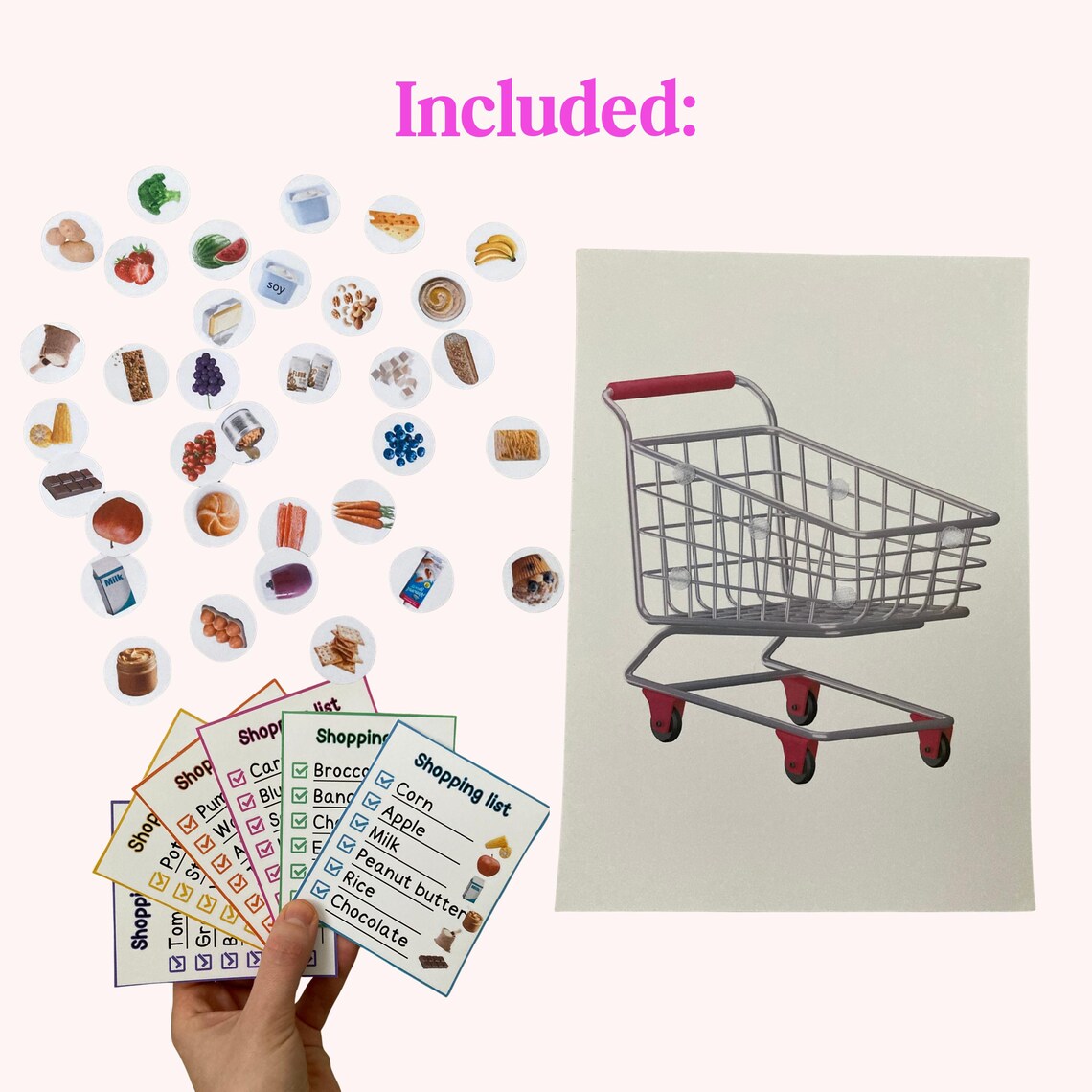 Montessori Grocery Shopping List Game Printable Supermarket Pretend ...