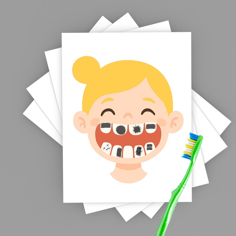 Brush Teeth Printable Activity for Kids Dentist Montessori Learning ...