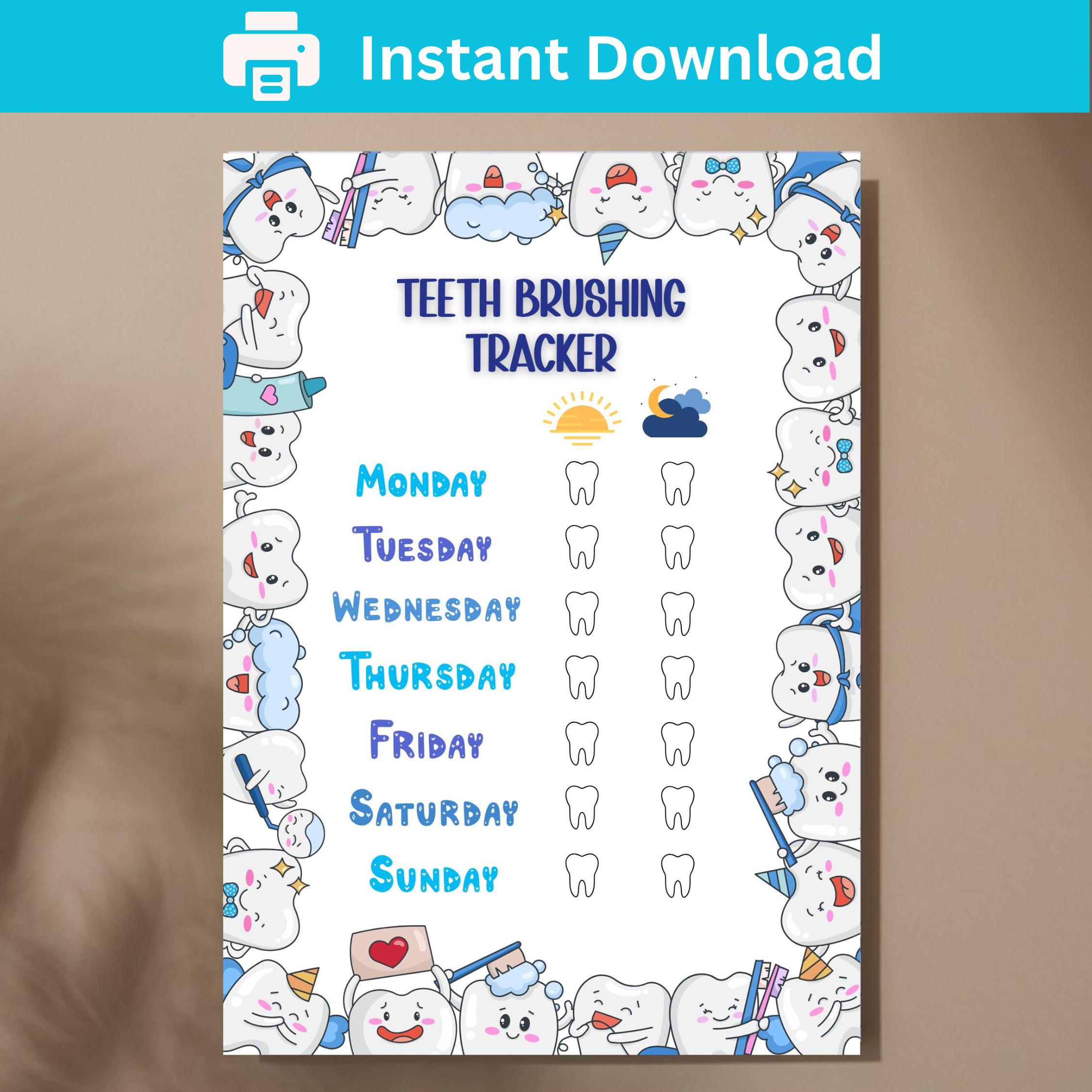 Teeth Brushing Tracker for Kids Printable Weekly Reward Chart Toddler ...
