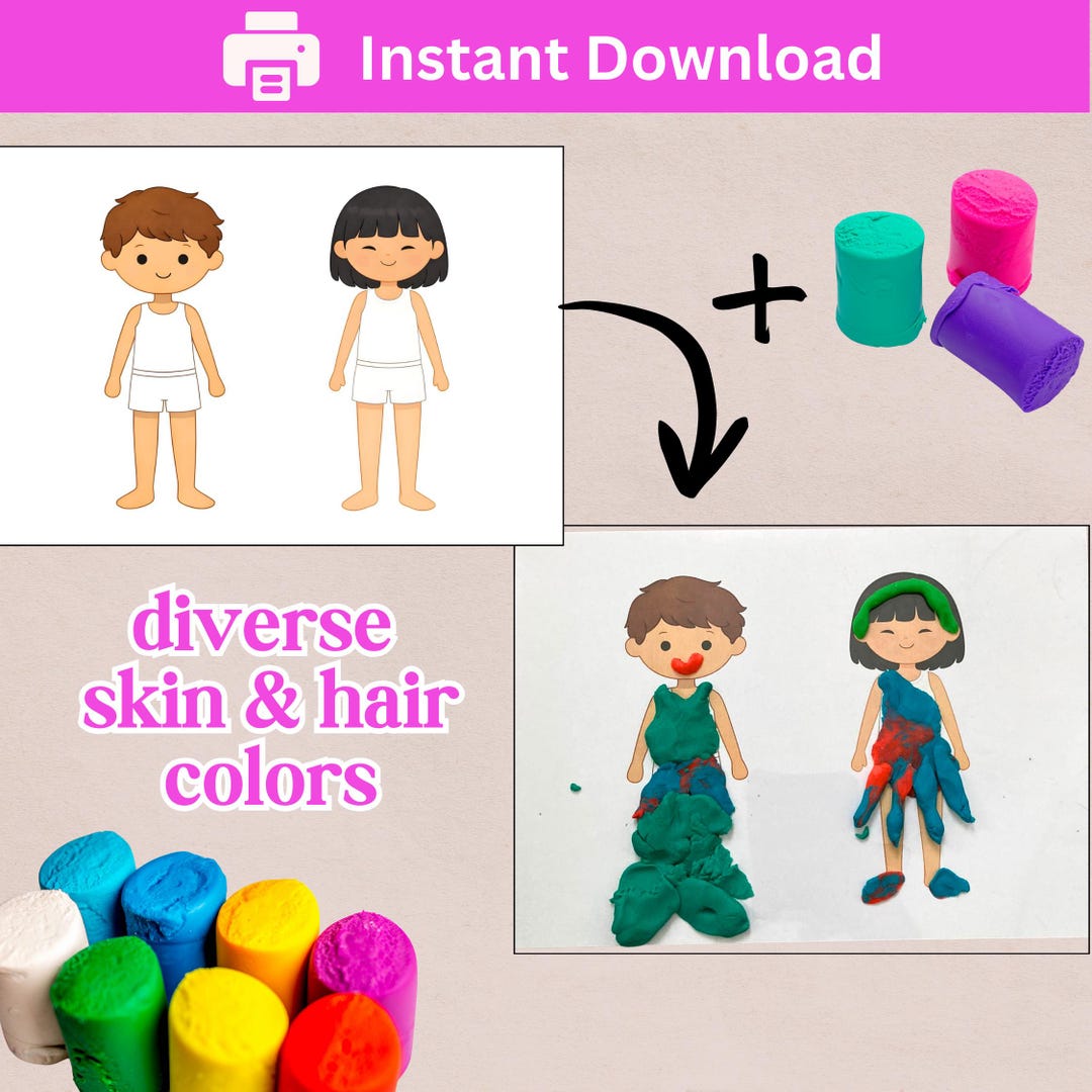 Play Dough Kit Sensory Play Mat Dress up Playdough Printable Activity ...