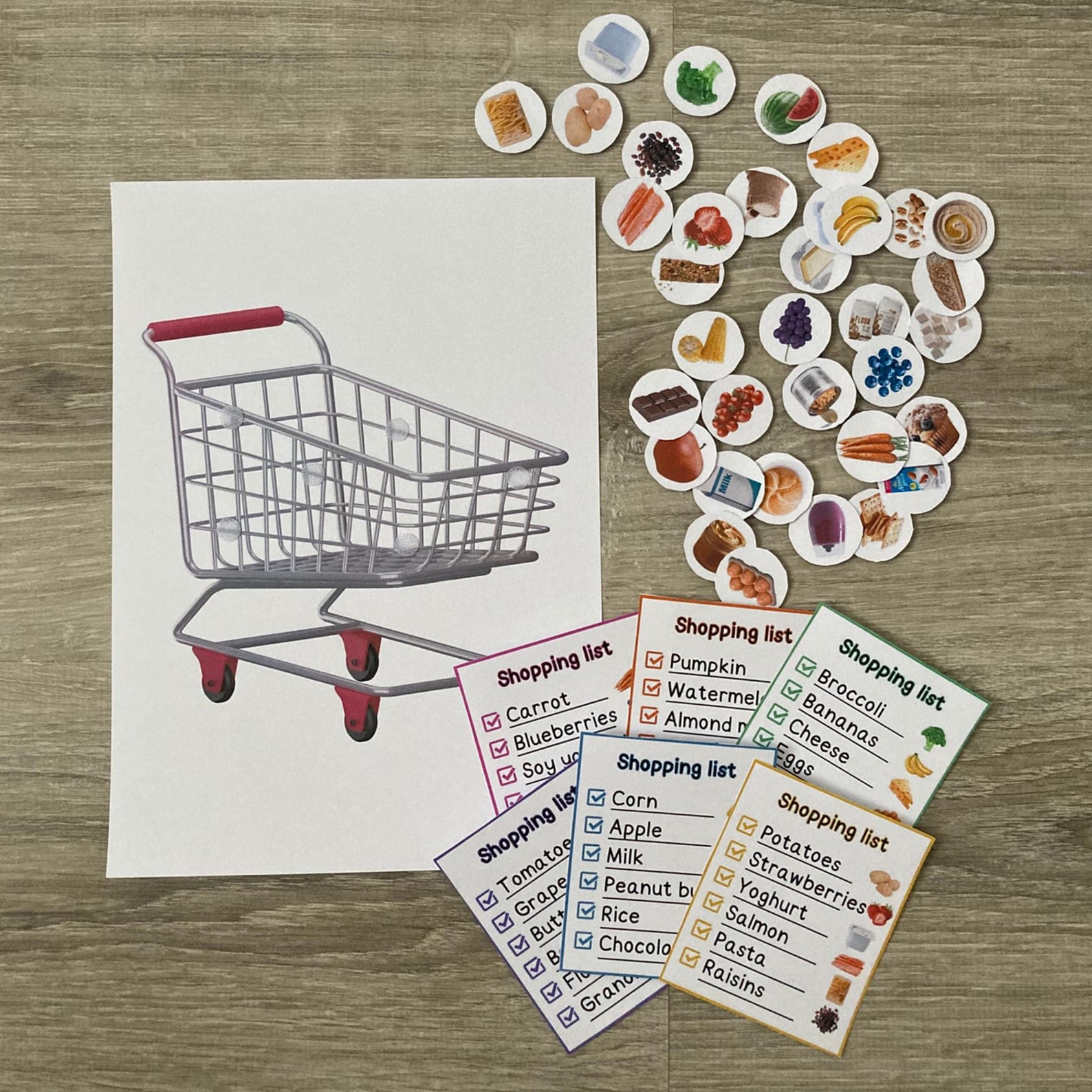 Montessori Grocery Shopping List Game Printable Supermarket Pretend ...