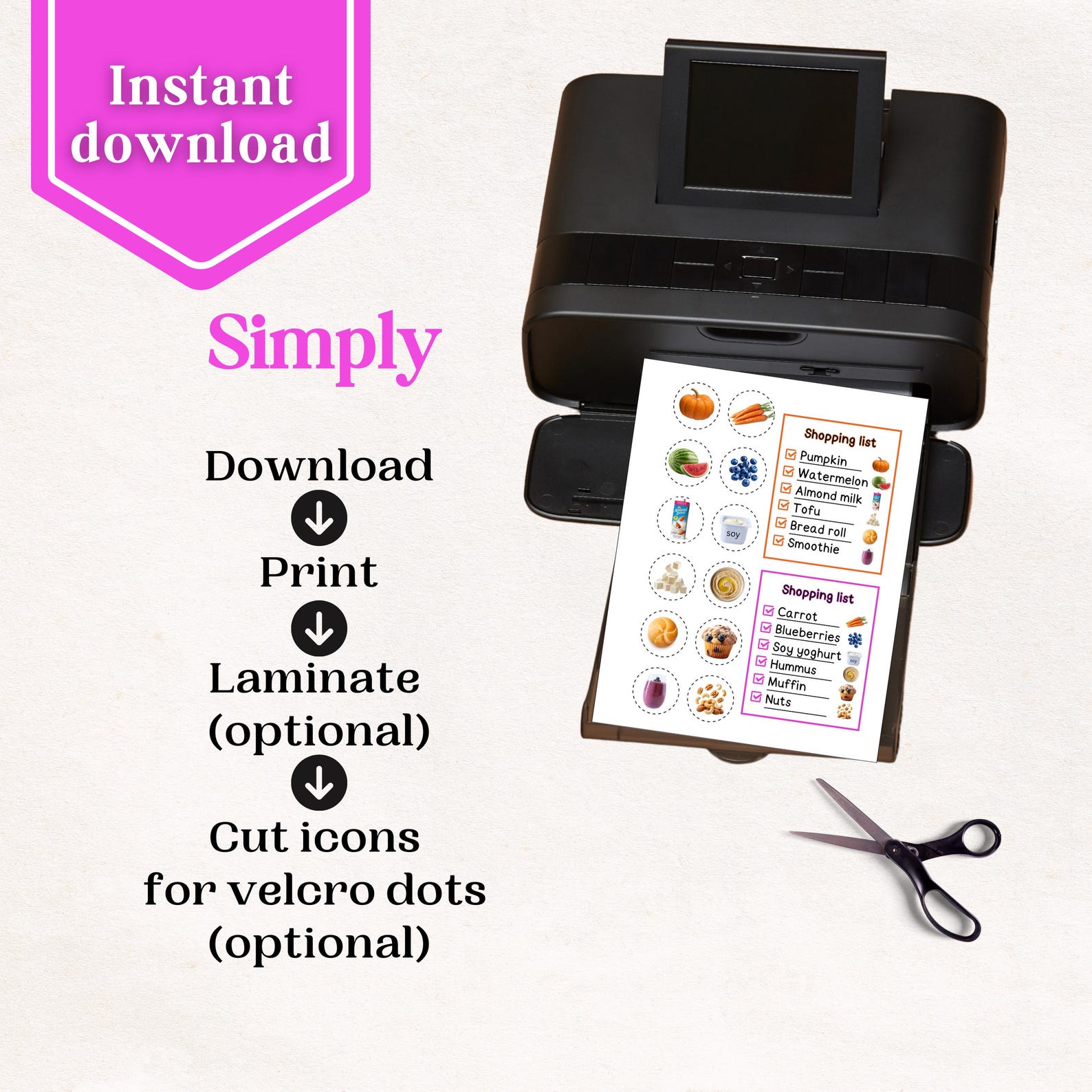 Montessori Grocery Shopping List Game Printable Supermarket Pretend ...