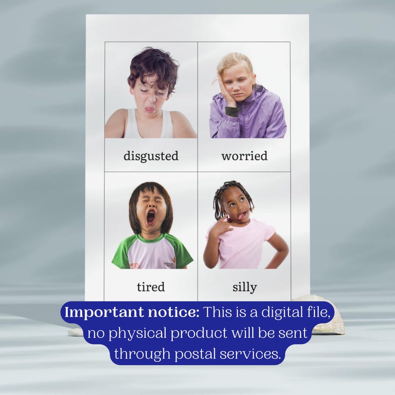 Emotion Flashcards for Kids 28 Real Photos Montessori 3 Part Cards ...