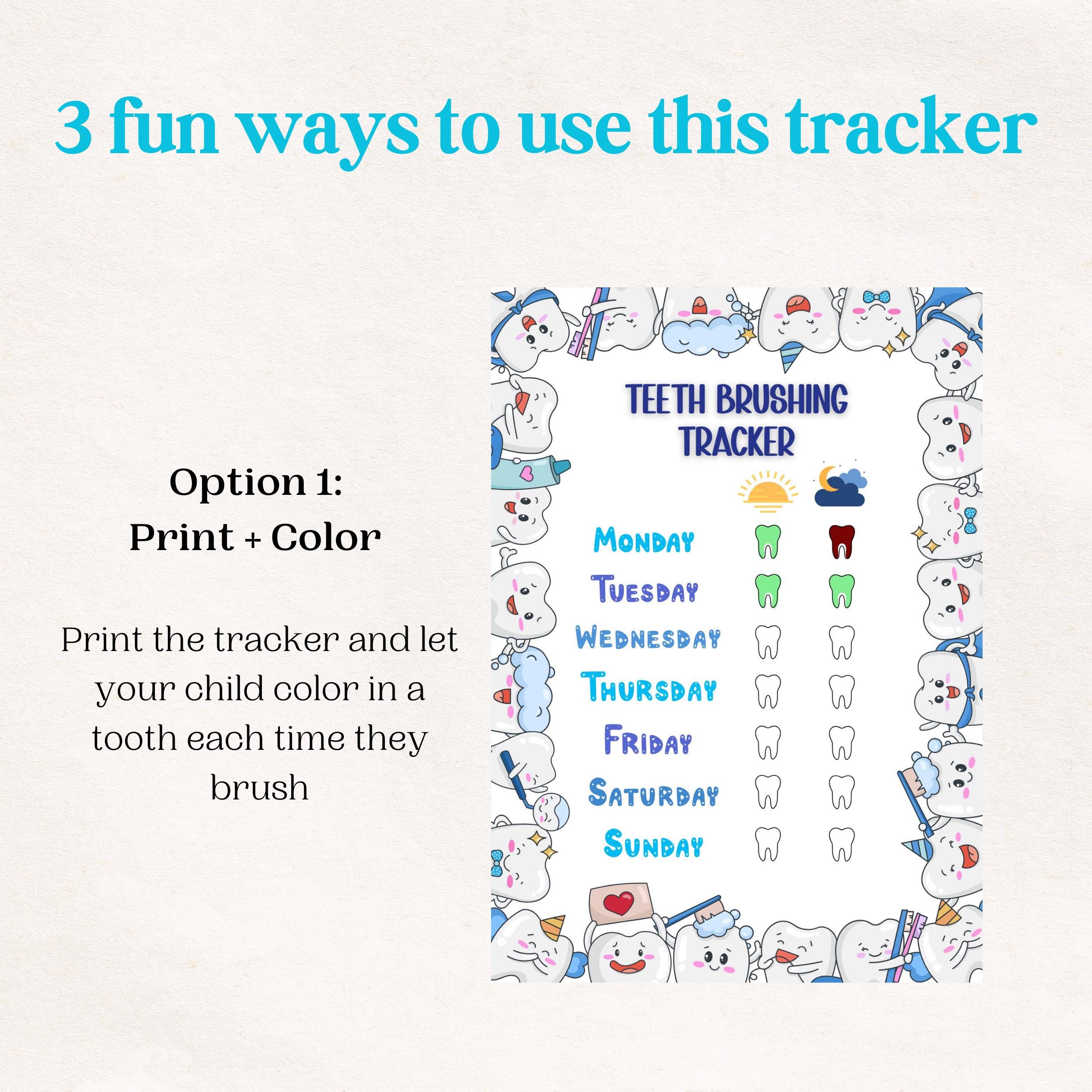 Teeth Brushing Tracker for Kids Printable Weekly Reward Chart Toddler ...