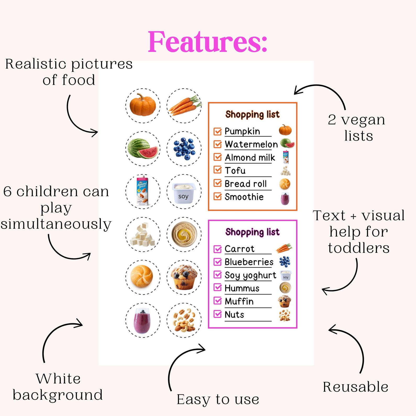 Montessori Grocery Shopping List Game Printable Supermarket Pretend ...