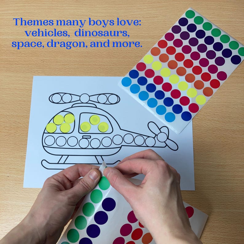 Dot Sticker Activity Printable for Boys, Do a Dot Pages, Preschool ...