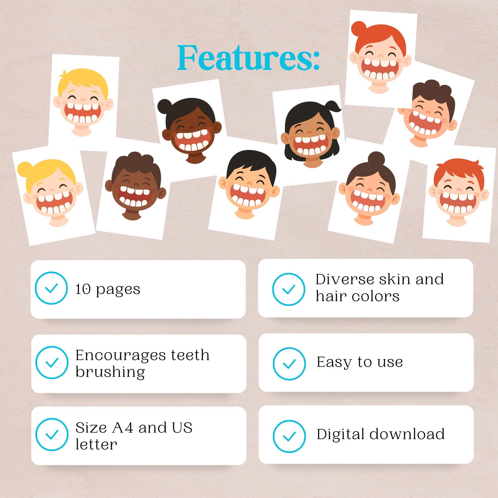 Brush Teeth Printable Activity for Kids Dentist Montessori Learning ...
