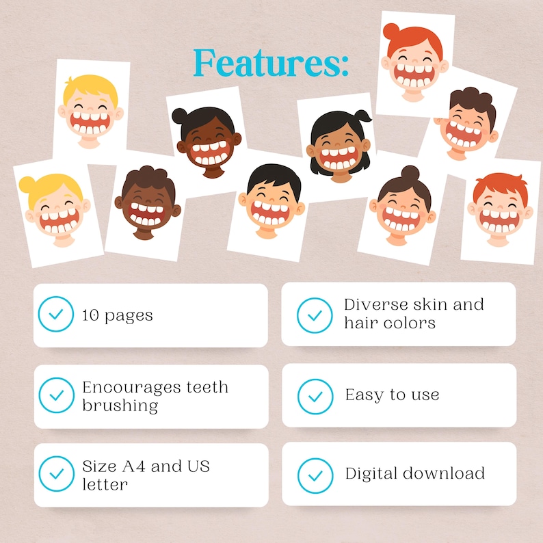 Brush Teeth Printable Activity for Kids Dentist Montessori Learning ...