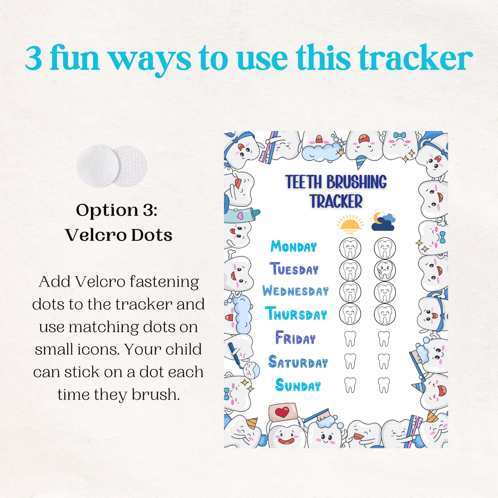 Teeth Brushing Tracker for Kids Printable Weekly Reward Chart Toddler ...