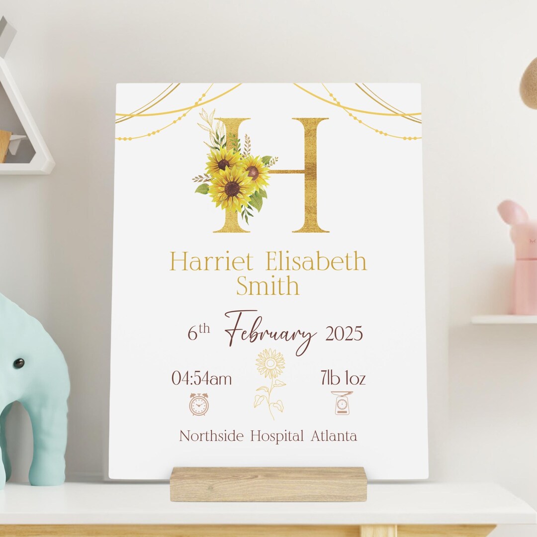 Personalized Birth Stats Baby Print, Custom Birth Announcement, New ...