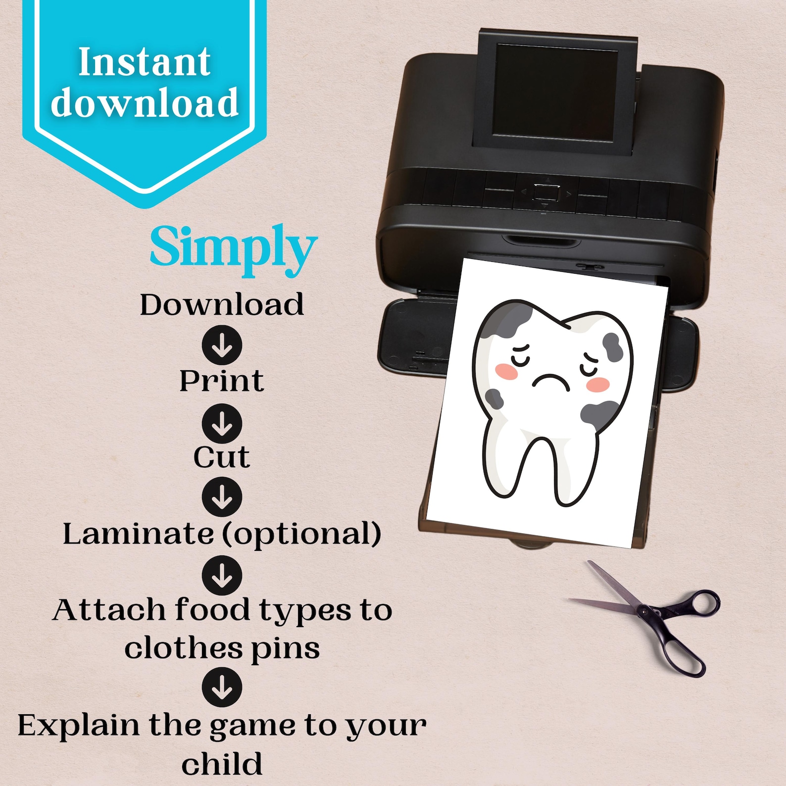 Dental Health Preschool Printable Activity for Kids, Teeth Brushing ...