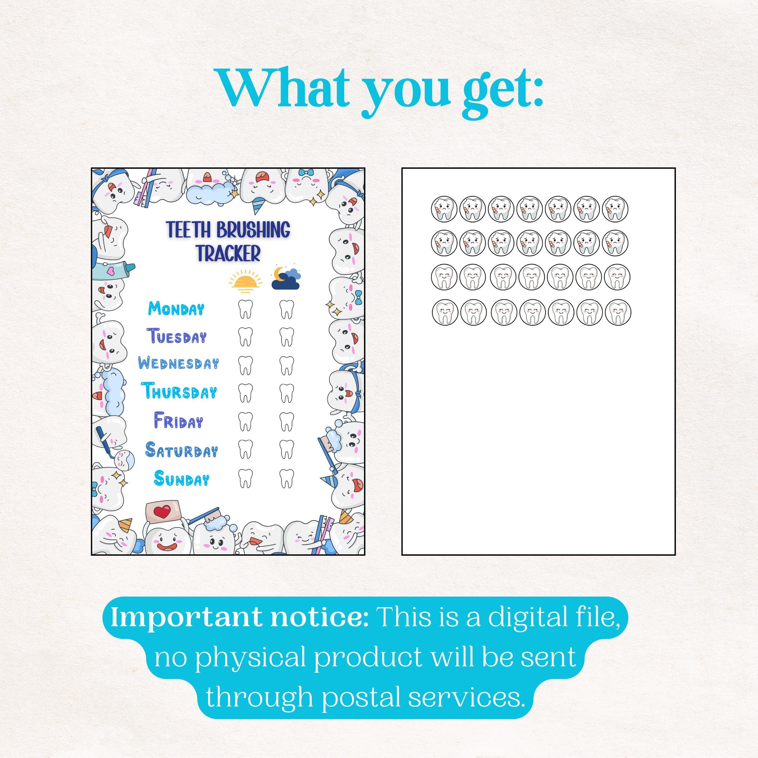 Teeth Brushing Tracker for Kids Printable Weekly Reward Chart Toddler ...