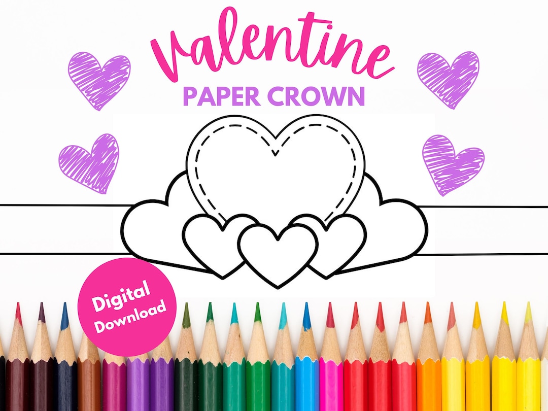 Valentines Day Crown, Valentine Paper Crown, Valentines Hat, Valentines ...