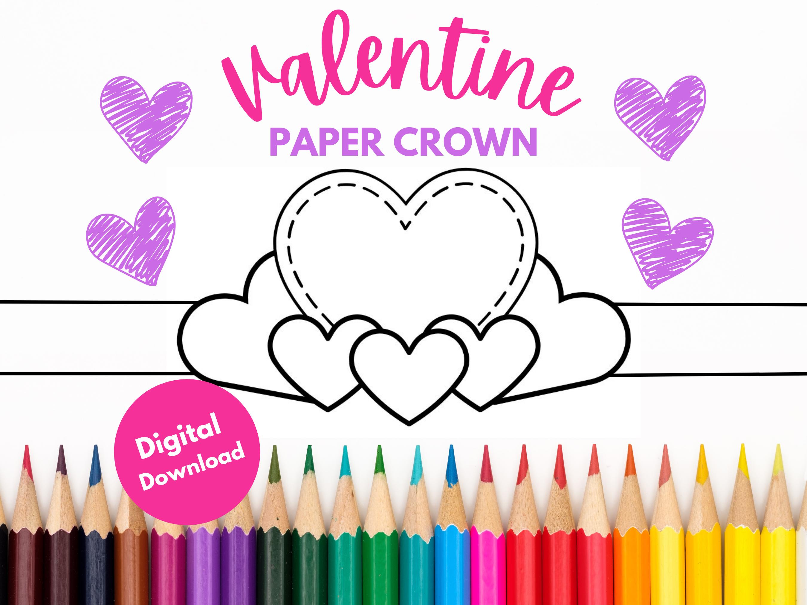 Valentines Day Crown, Valentine Paper Crown, Valentines Hat, Valentines ...