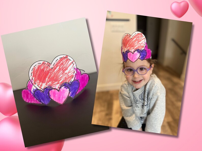 Valentines Day Crown, Valentine Paper Crown, Valentines Hat, Valentines ...